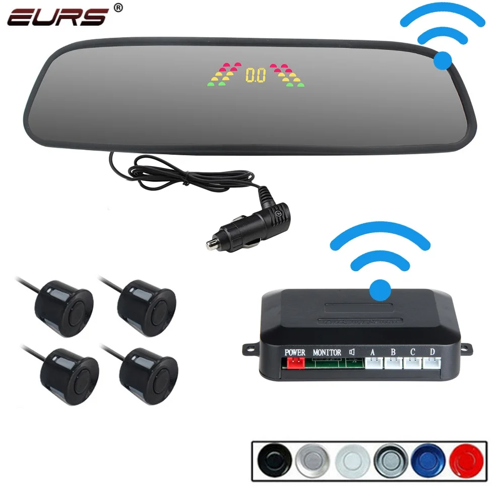 EURS Car Parking Rearview mirror wireless reversing radar with Parking ...