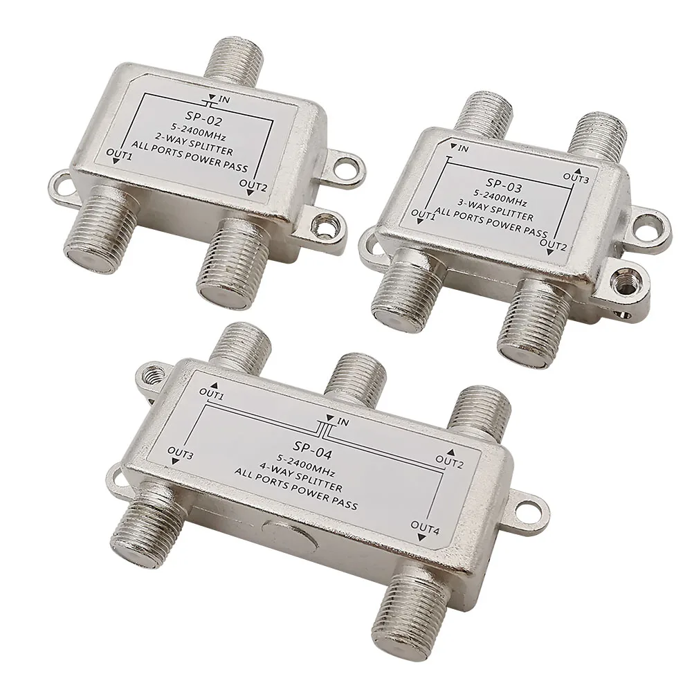 2/3/4 Way Cable TV signal splitter F Type Female Jack Connector 5 ...