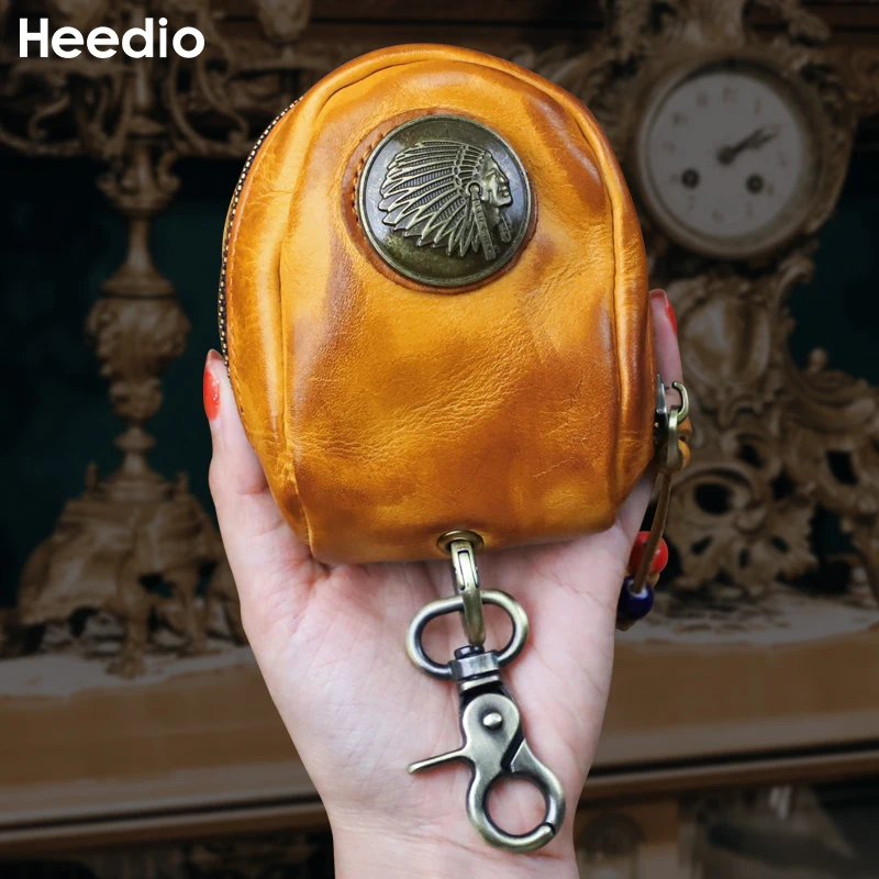 Handmade-Genuine-Leather-Smart-Key-Bag-Small-Mini-Zipper-Housekeeper ...