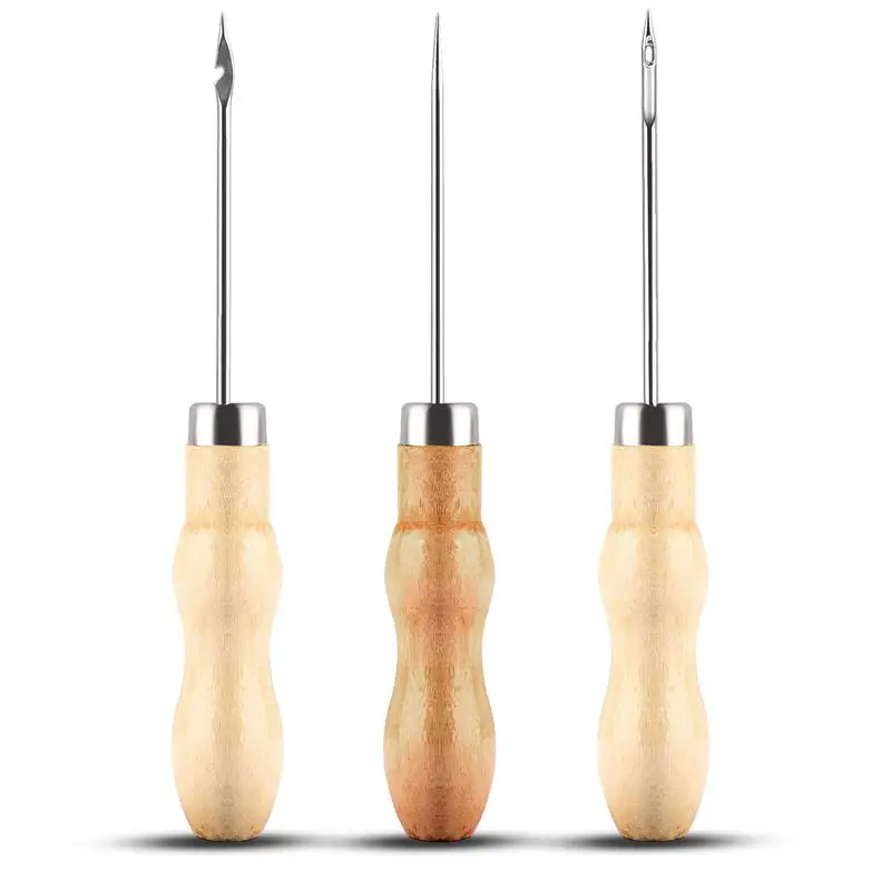 Wooden-Handle-Sewing-Awl-Hand-Stitcher-Leathe-Punch-Tool-DIY-Shoe ...