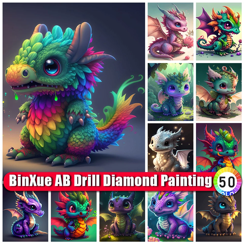 BinXue-Dreamy-Cute-Baby-Dragon-AB-Diamond-Painting-Kit-Colorful-Wings ...