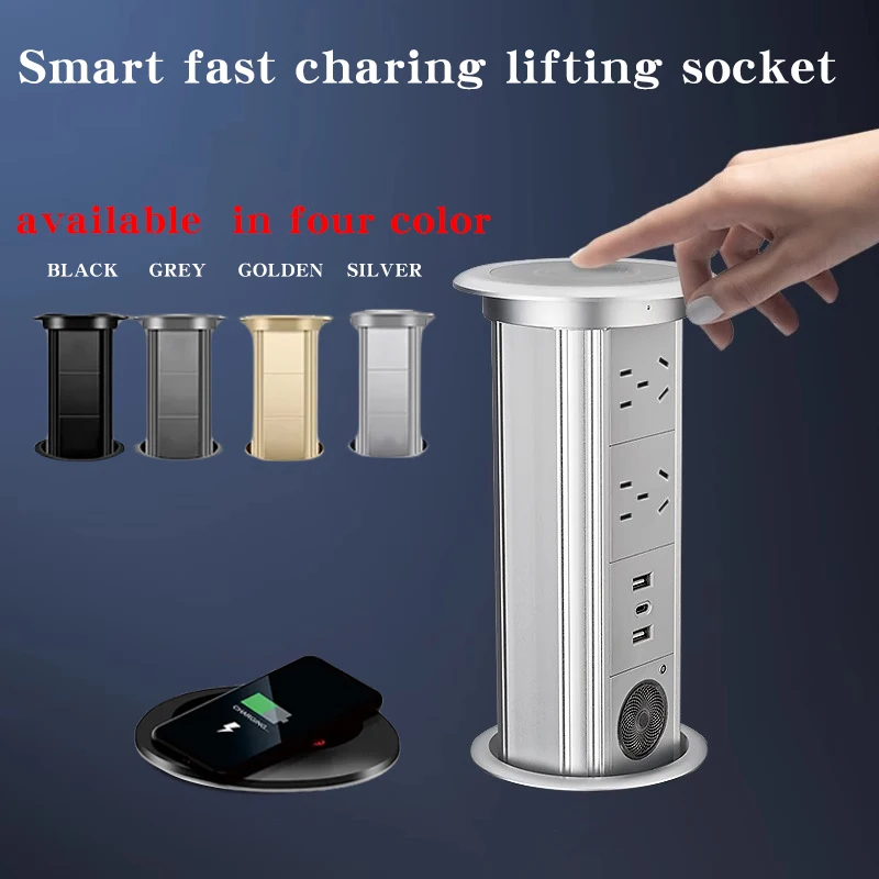 Motorized-Pop-Up-Desk-Socket-With-Wireless-Charger-Bluetooth-Speaker ...