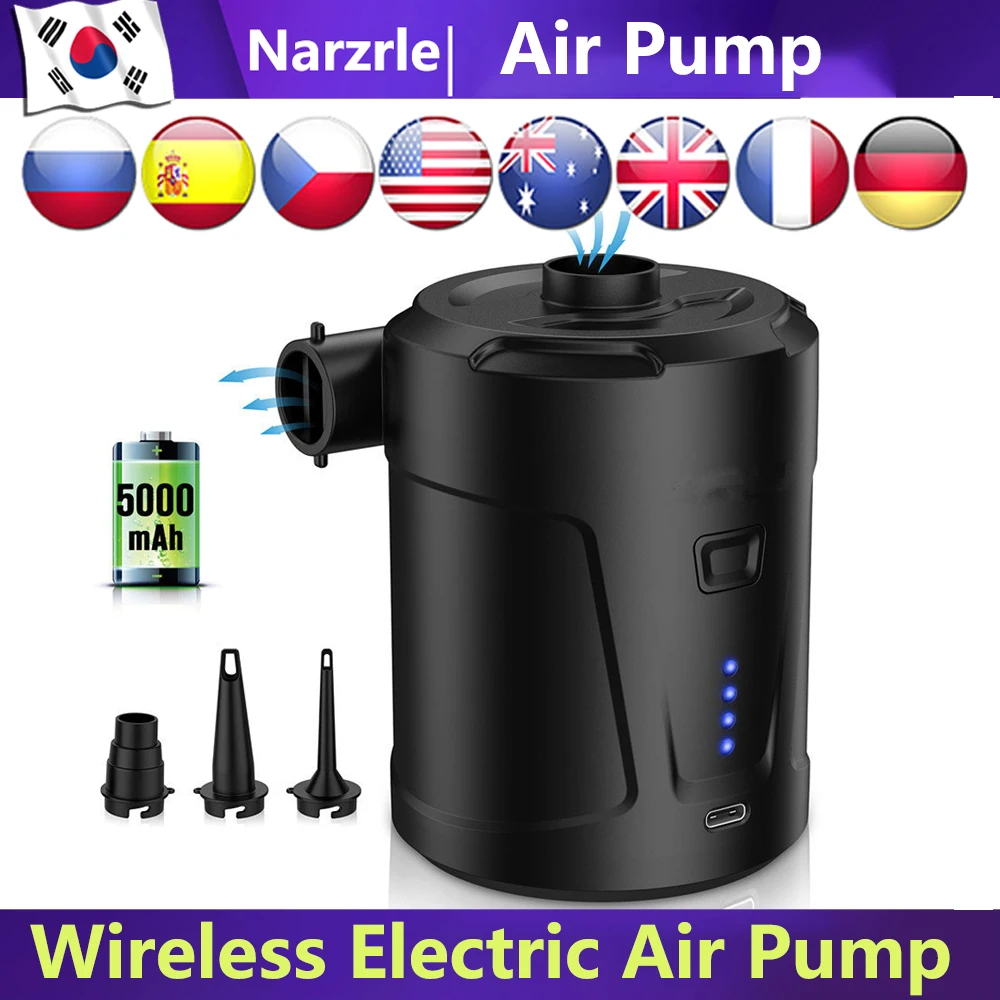 Electric-Air-Pump-Inflator-Air-Compressor-Battery-Rechargeable-Portable ...