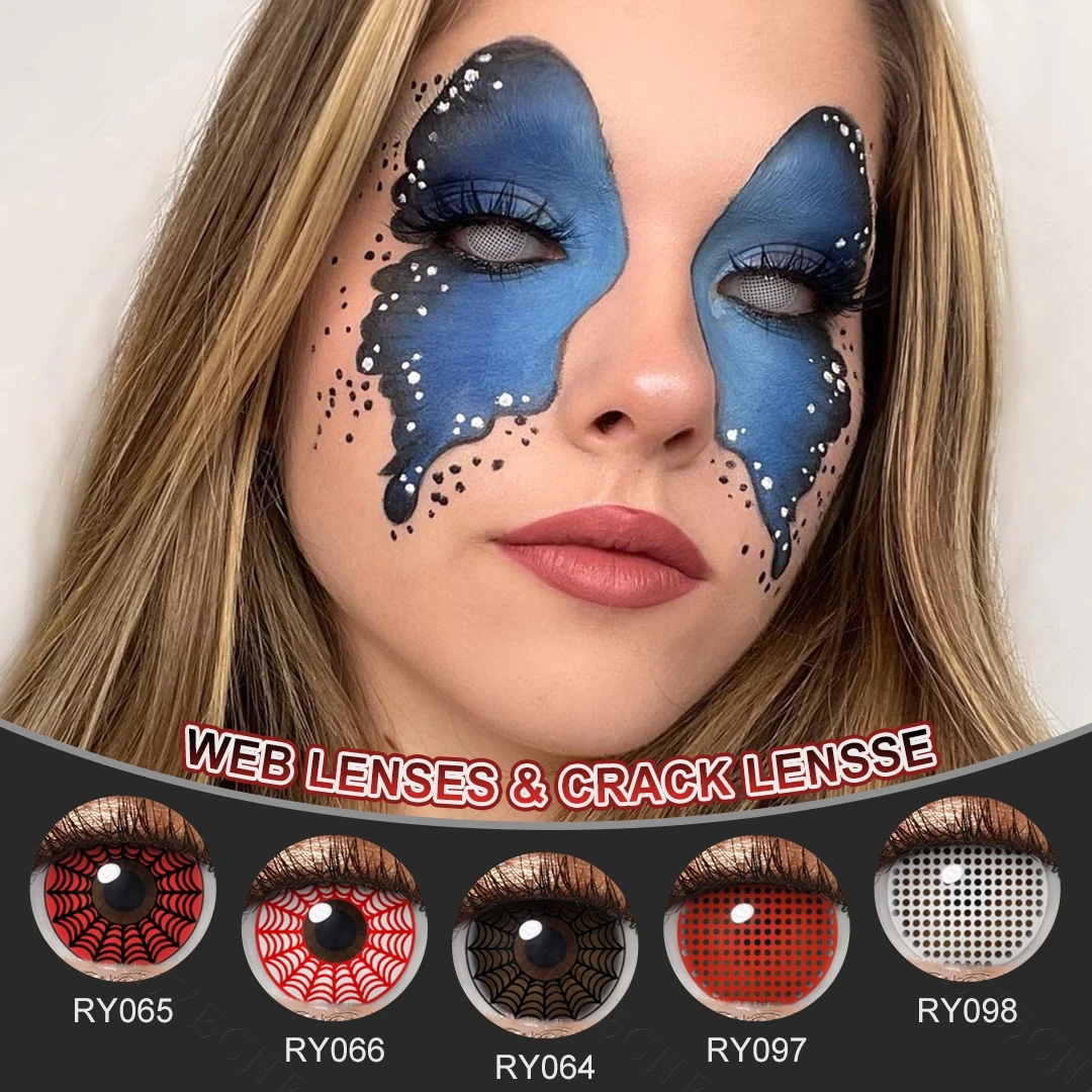 Pseyeche-Spider-Web-Halloween-Contact-Lenses-White-Mesh-Cosplay-Contact ...
