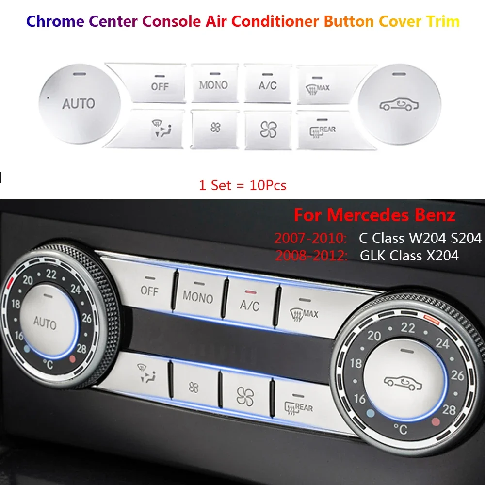 10x-Center-Console-Air-Condition-AC-Mono-Switch-Button-Cover-Trim-For ...