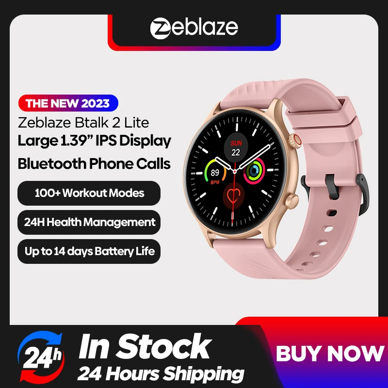 New Zeblaze Btalk 2 Lite Smart Watch Large 1.39'' Hd Display Bluetooth ...