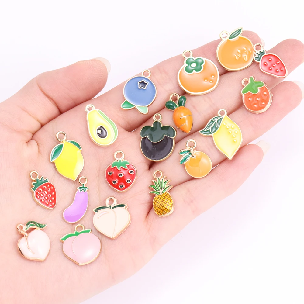 10Pcs-Multistyle-Enamel-Fruits-Charm-For-DIY-Jewelry-Making-Necklace ...