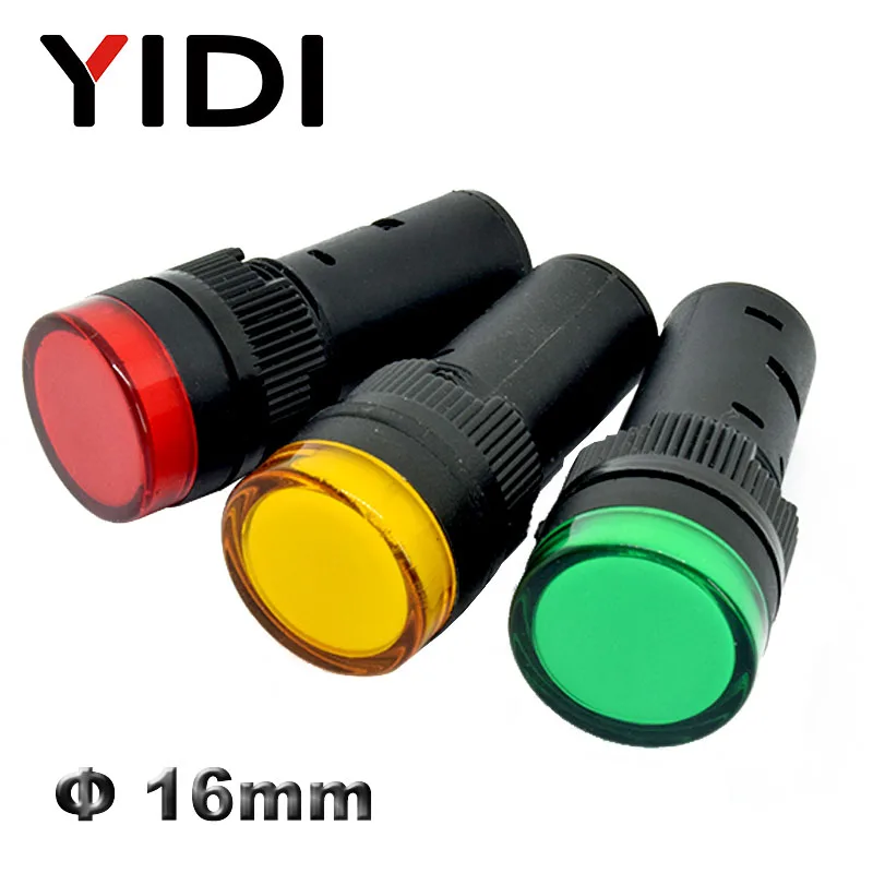 Yidi Ad16-16 16mm Plastic Led Power Indicator Light Panel Mount 12v Dc ...