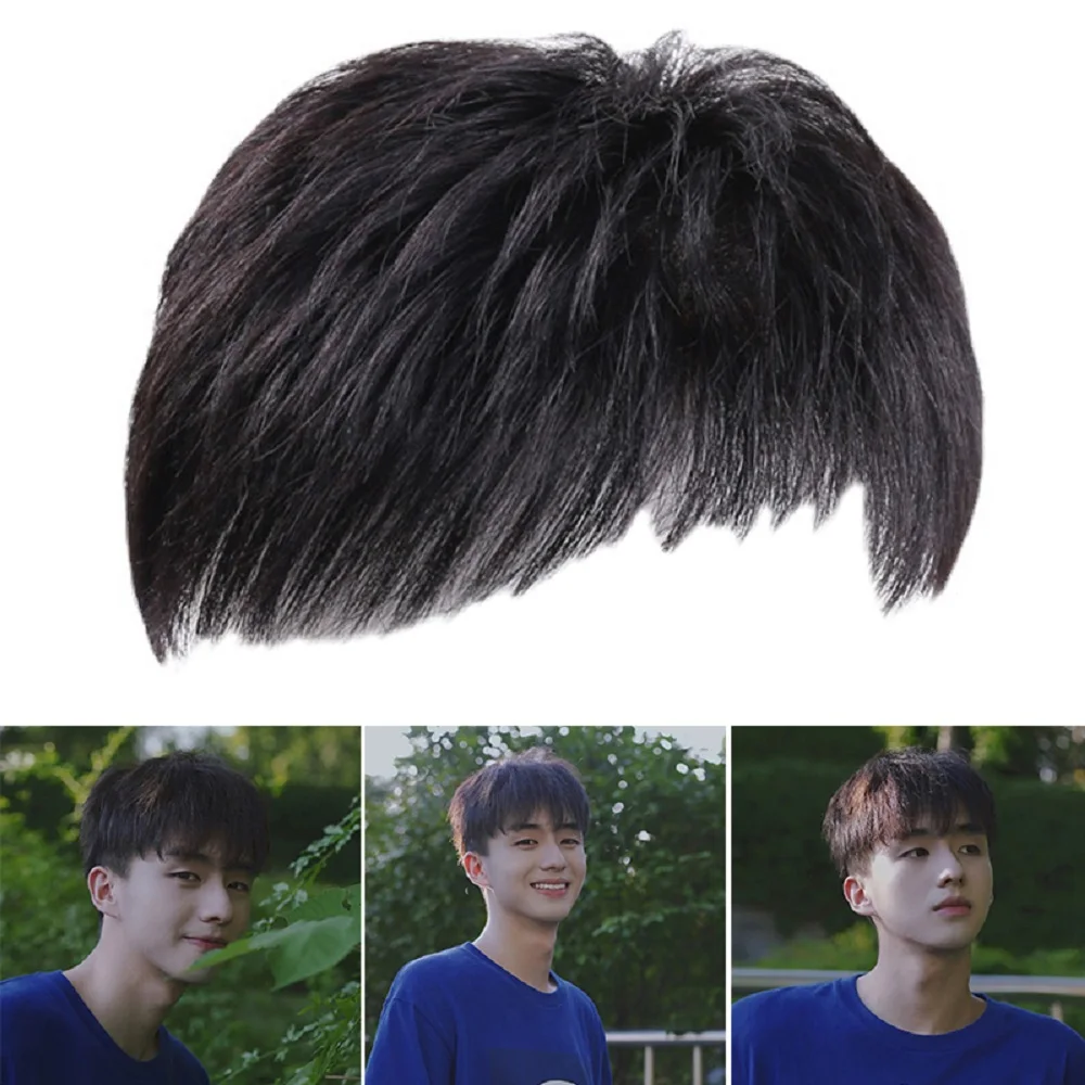 Men-Natural-Fake-Hairpiece-Black-False-Hair-Cover-Effectively-Cover ...