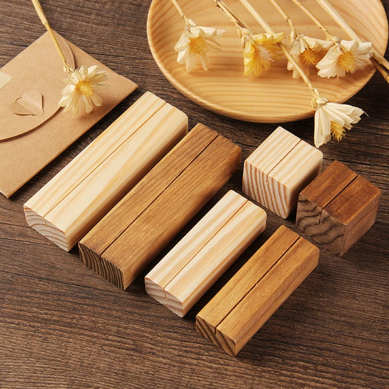 Natural Wood Memo Clips Wooden Card Photo Holder Clamps Stand Card ...