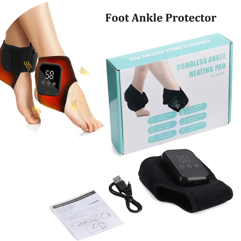 Foot Vibrator Hot Compress Vibration Ankle Massager Protector Heated ...