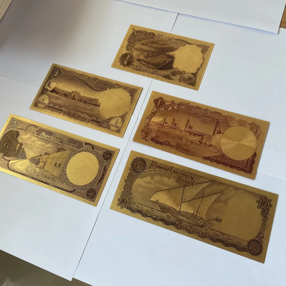 5Pcs-Kuwait-Gold-Foil-Banknote-Non-currency-Game-Paper-Paper-Money ...