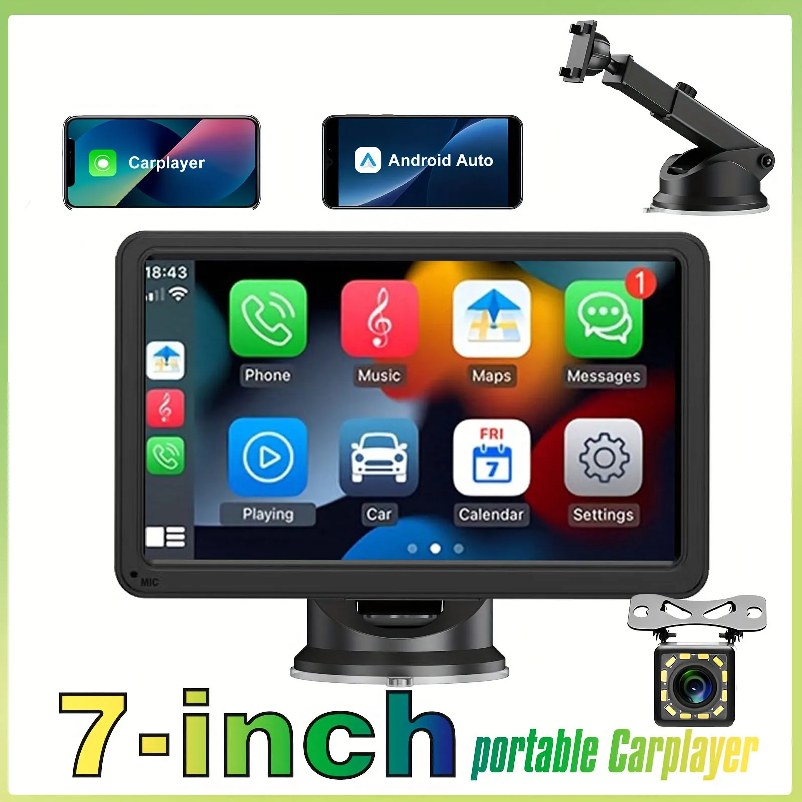Car Radio Wireless CarPlay Multimedia Video Player Android Auto 7 inch ...