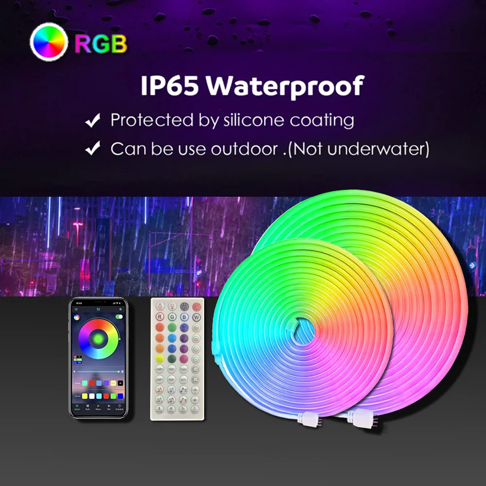 RGB-LED-Neon-Light-Flexible-Strip-Waterproof-Silicone-Lights-5-10-15M ...
