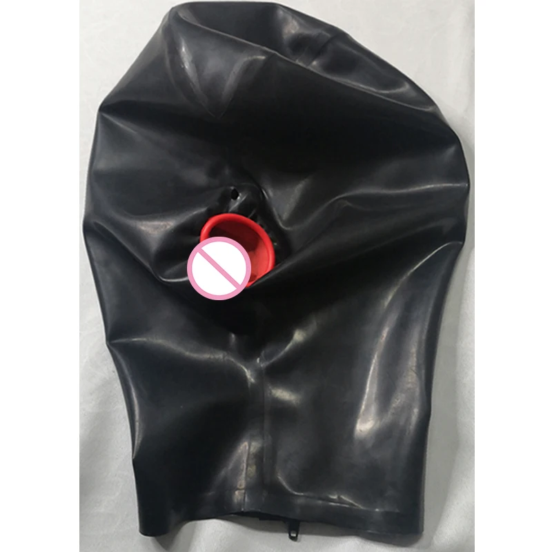 Full Covered Rubber Mask 0.4mm Thickness Natural Latex Hood with Red ...