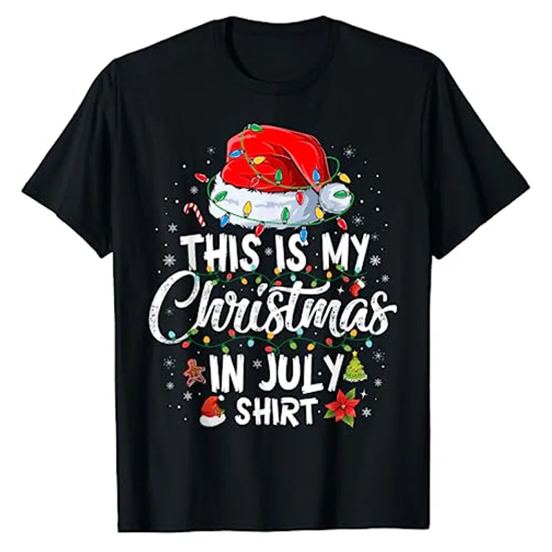Christmas-In-July-Shirt-Santa-Hat-Summer-Beach-Vacation-Xmas-T-Shirt ...