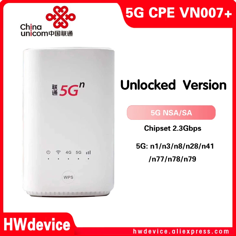 NEW Unlock China Unicom VN007+ 5G CPE Wireless Router Modem 2.3Gbps ...
