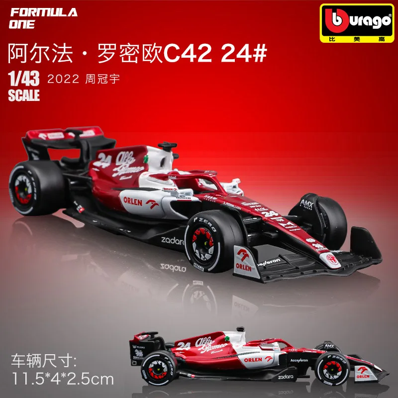 Bburago 1:43 2022 Alfa Romeo F1 Formula Racing Team C42 #24 Guanyu Zhou ...