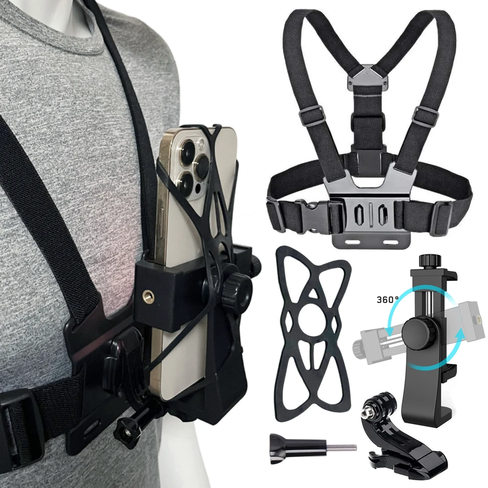 Phone-Chest-Mount-Strap-Belt-Harness-For-Mobile-Cell-Phone-Clip-Holder ...