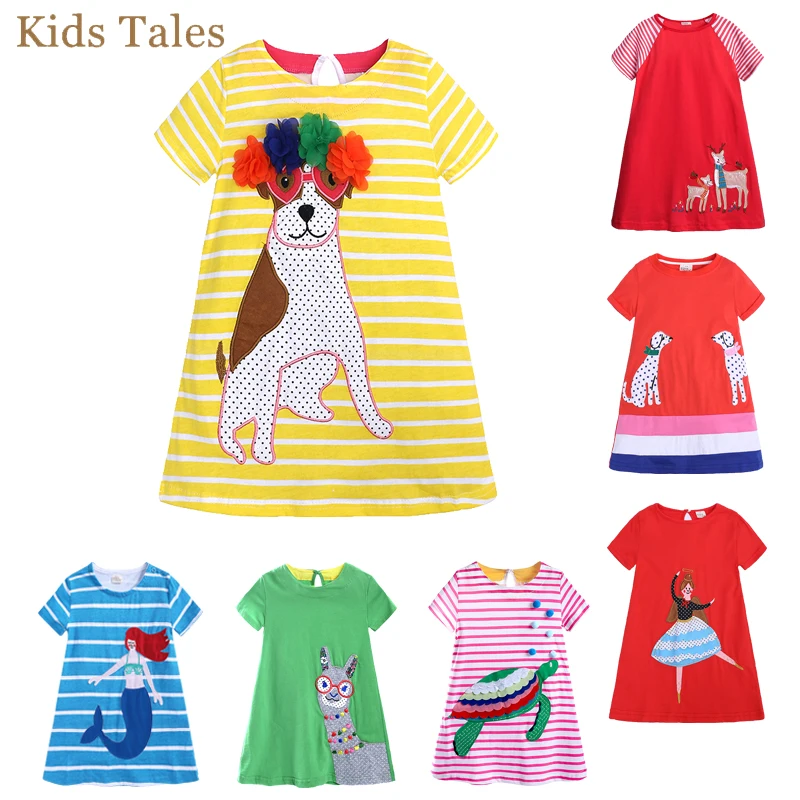 Little Kids Girls A Line Dress Cute Short Sleeve T Shirt Casual Cotton ...