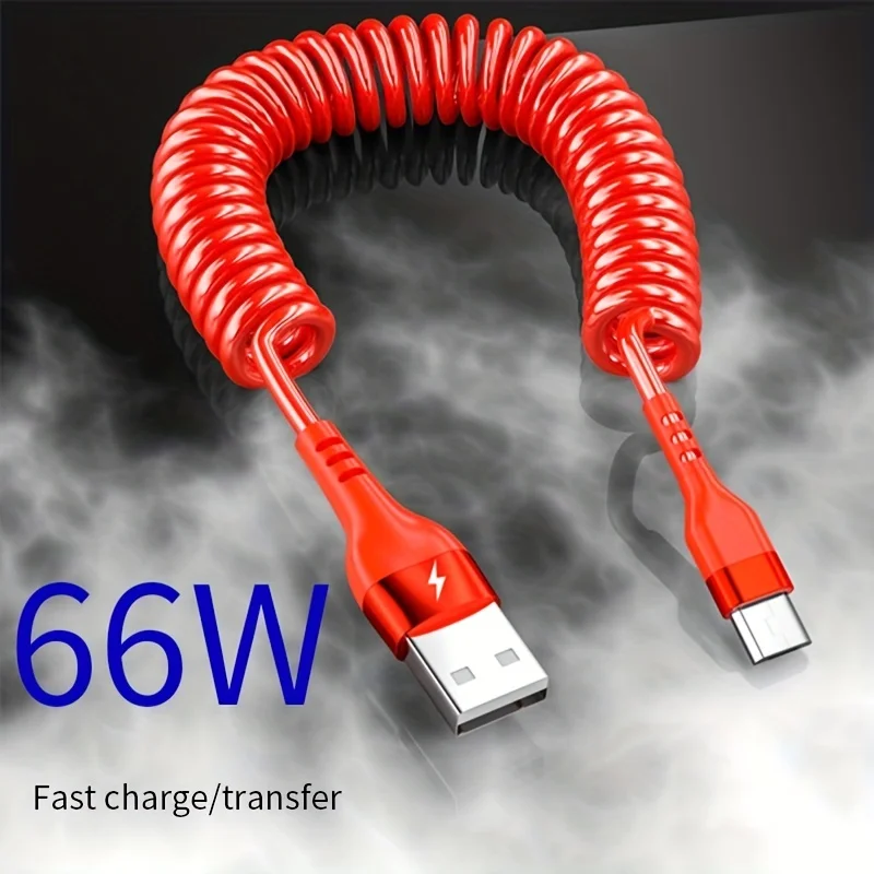 66W-Super-Fast-Charging-Data-Cable-USB-Silicone-Spring-Telescopic ...