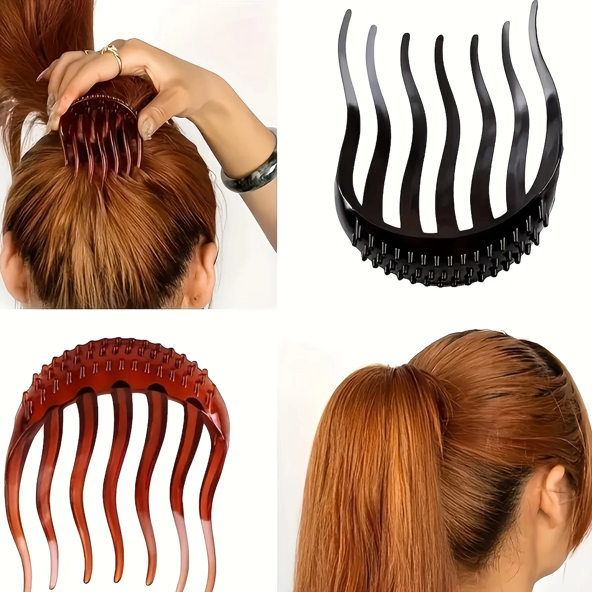 Simple Ponytail Fluffy Hair Comb Acrylic 7-Tooth Ponytail Heightener ...