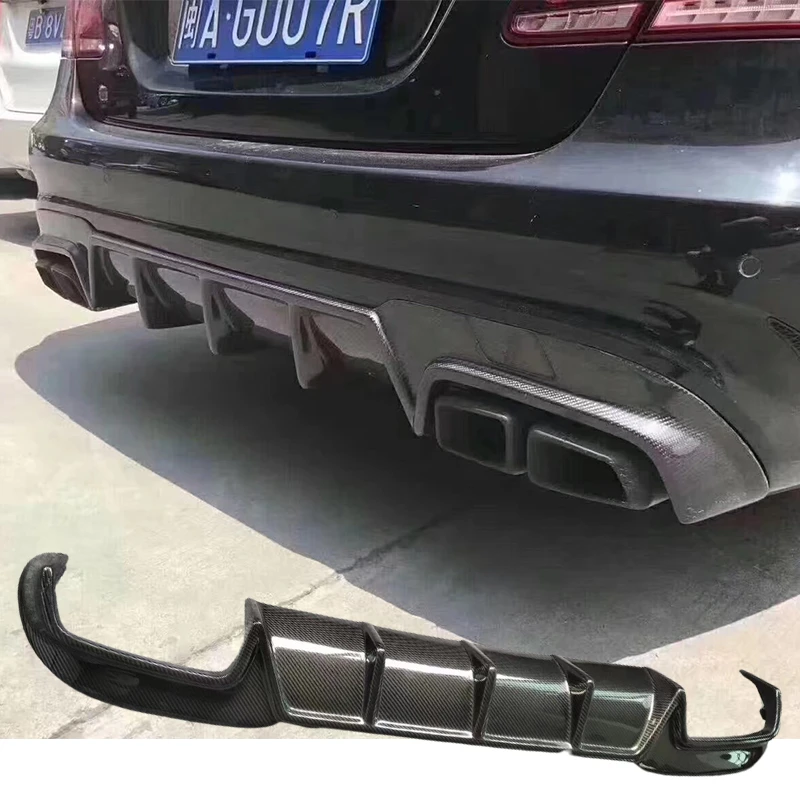 B style W212 Carbon Fiber Rear Bumper Diffuser Lip Spoiler For Mercedes ...