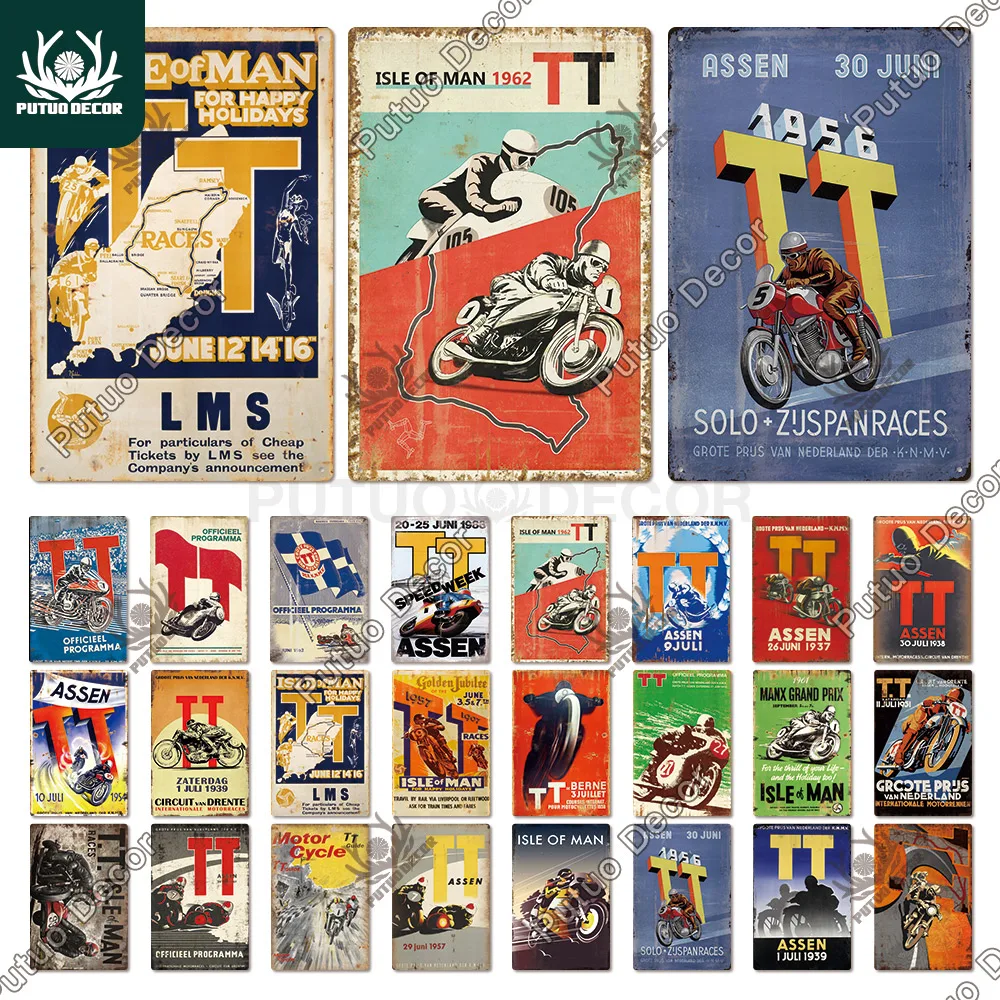 Putuo Decor Vintage Racing Track Tin Sign Isle of Man TT Metal Poster ...