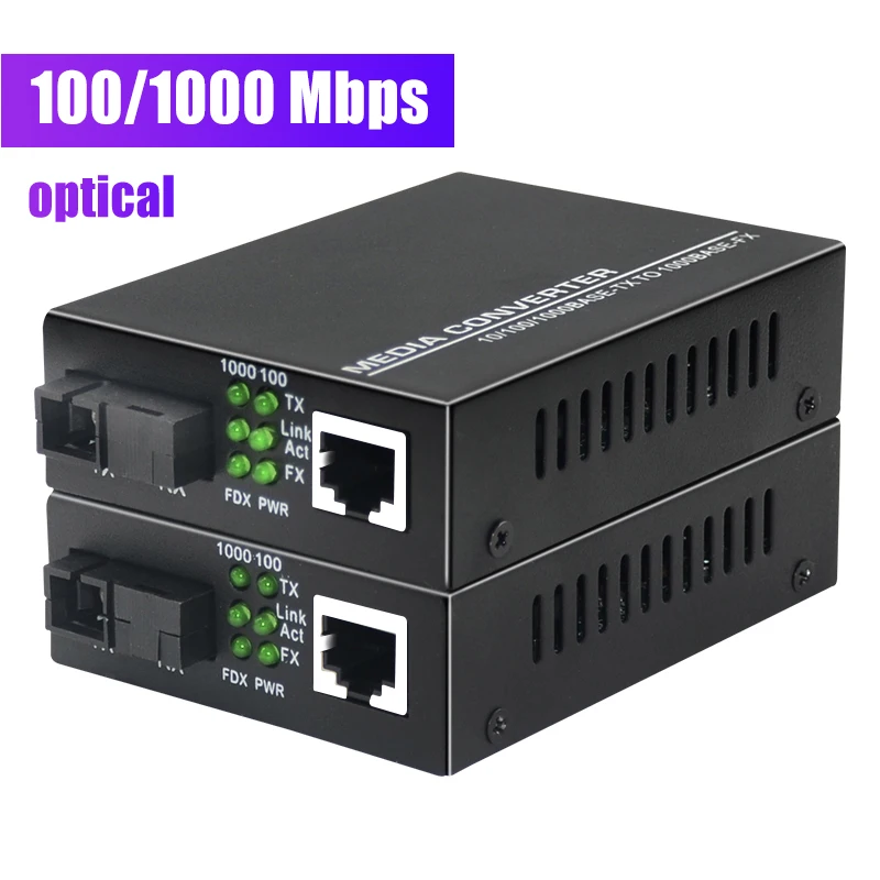 Gigabit-Fiber-Optical-Media-Converter-1000-100Mbps-Ethernet-RJ45-Single ...