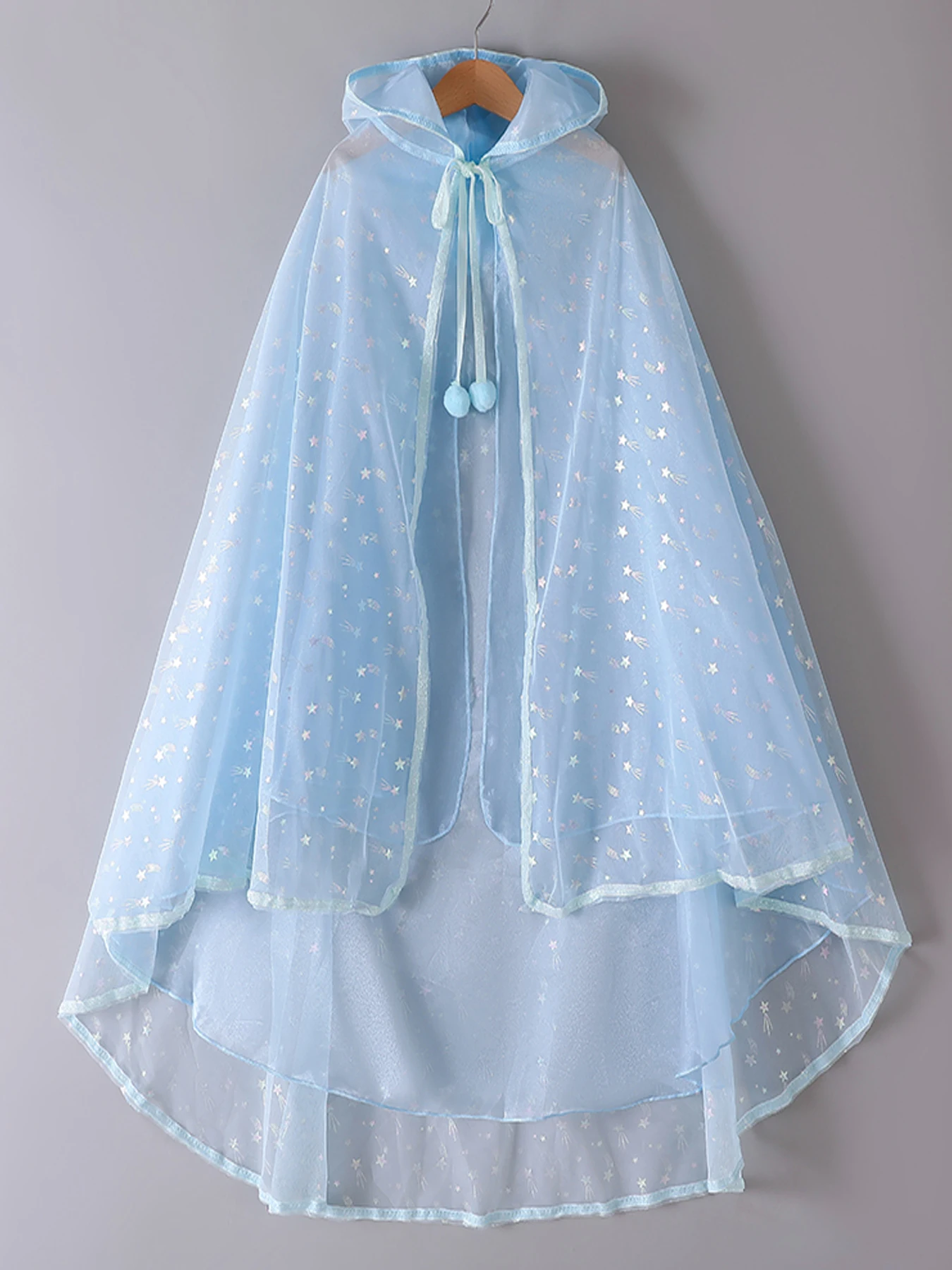 Blue Baby Girls Mesh Cape Children Wedding Princess Birthday Dress Wrap ...