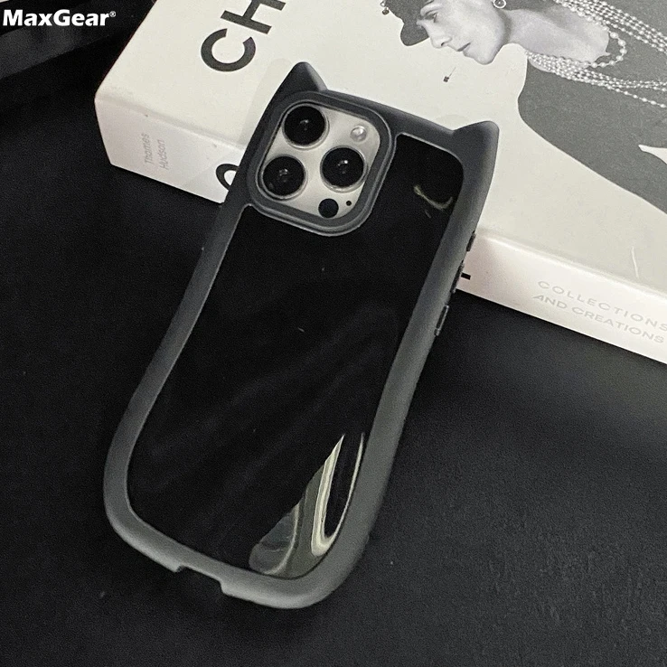 Aesthetic-Liquid-Silicone-Cartoon-Cute-Cat-Ear-Case-For-iPhone-15-14-13 ...