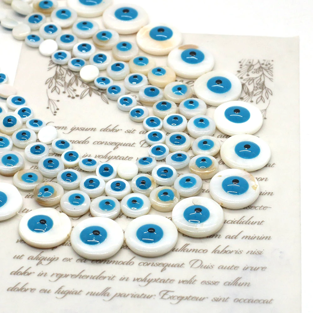 Single-sided-Evil-Eye-Beads-Natural-Freshwater-Shell-6-8mm-Disc-shaped ...