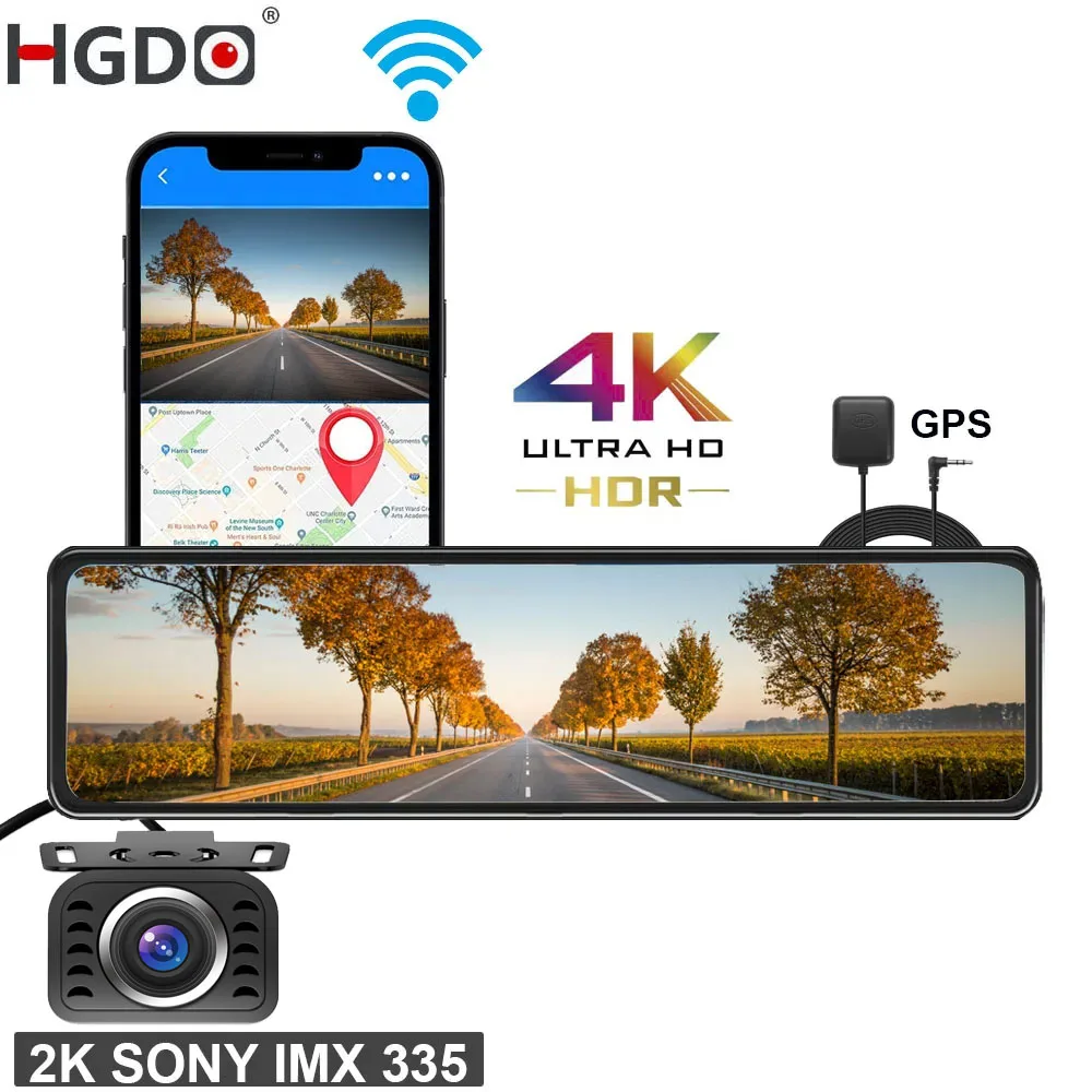 HGDO-M210-4K-2K-Dash-cam-GPS-WIFI-Frontale-SONY-IMX415-Specchietto ...