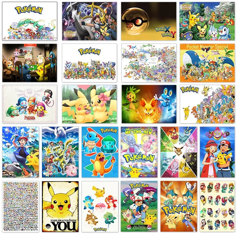 Japanese-Anime-Peripheral-Pokemon-Poster-Decor-Pikachu-Charizard-Wall ...