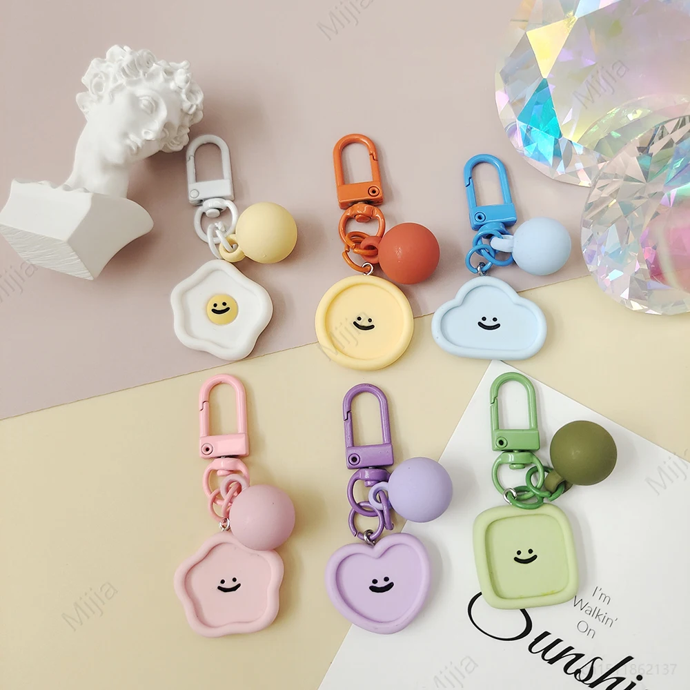 Cute Smiling Face Resin Keychain Heart Flower Cloud Bag Pendant DIY ...