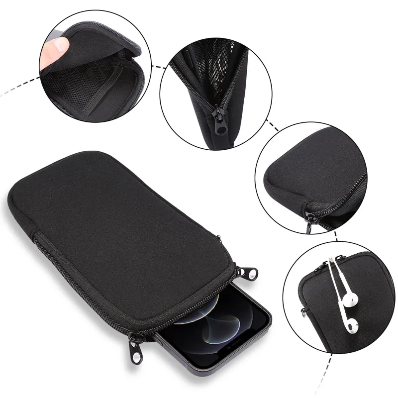 Mens-WomenUniversal-Shoulder-Strap-Neoprene-Zipper-Mobile-Phone-Bag ...
