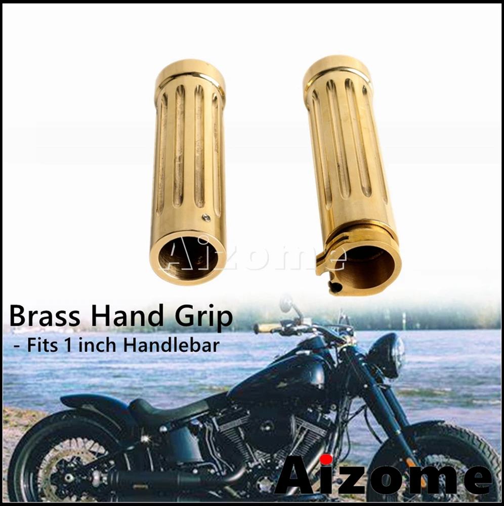 Motorcycle-1inch-Stripe-Brass-Handle-Bar-Grip-Retro-Handlebar-Grips ...