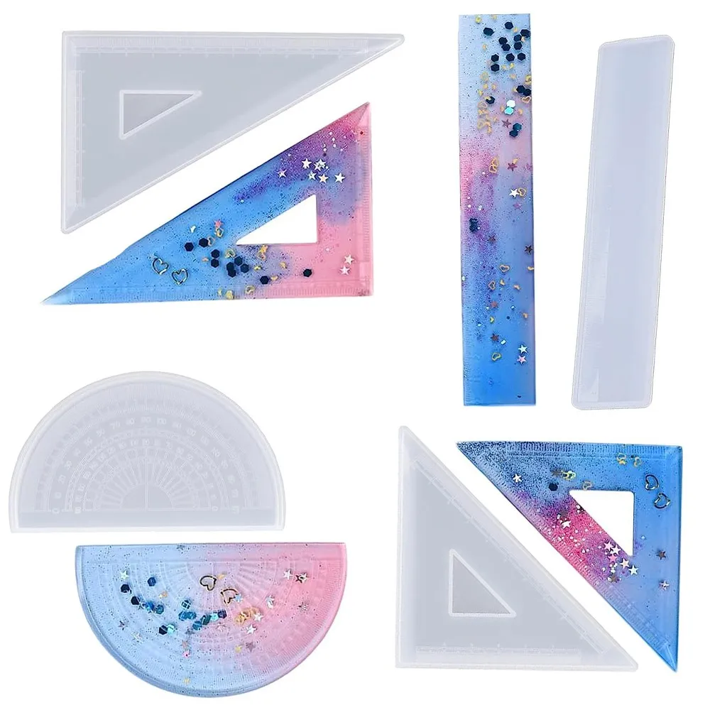 4-Ruler-Epoxy-Silicone-Triangle-Right-Angle-Protractor-Geometry-Set ...