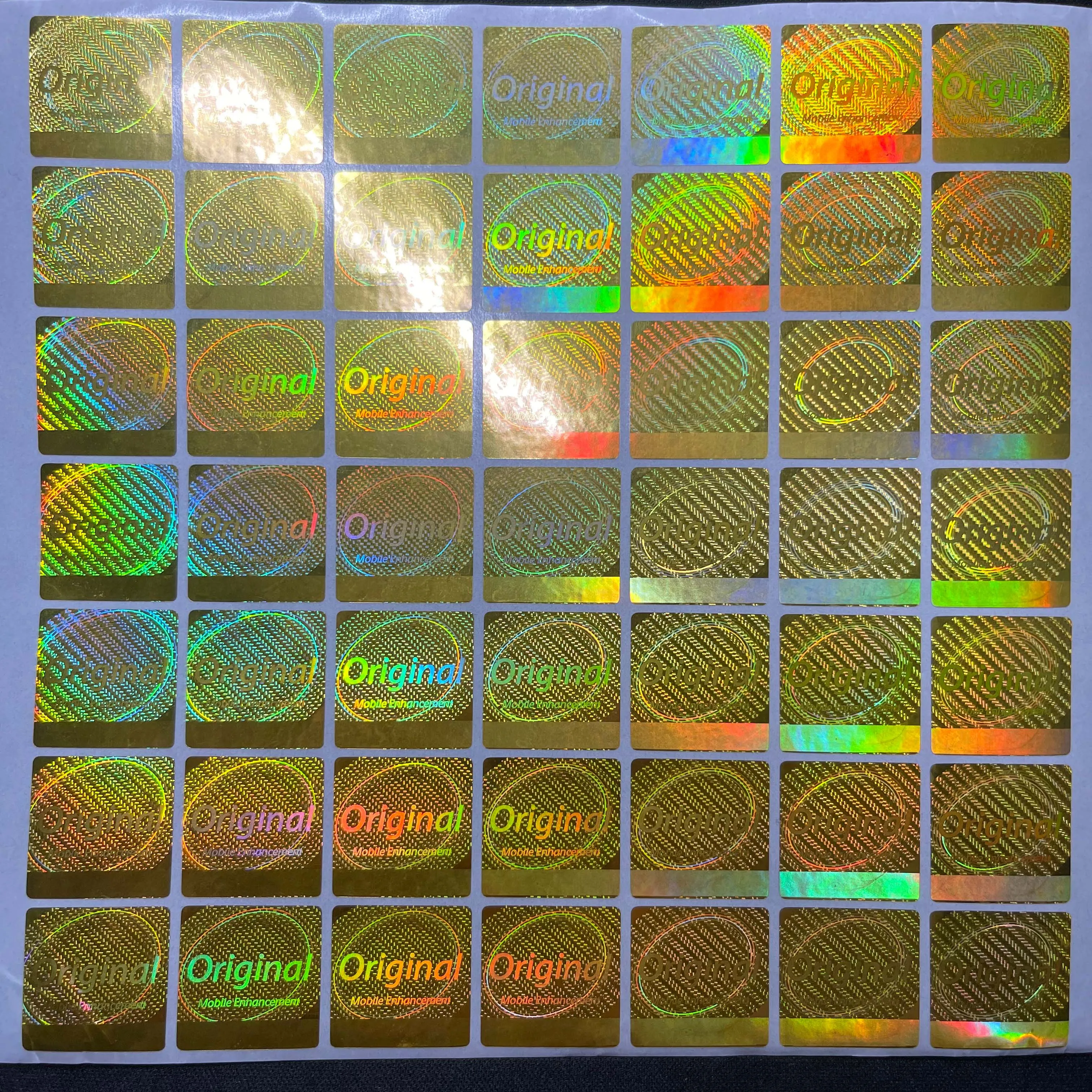 100pcs 20x20mm Gold Original Authentic Holographic Sticker Anti ...