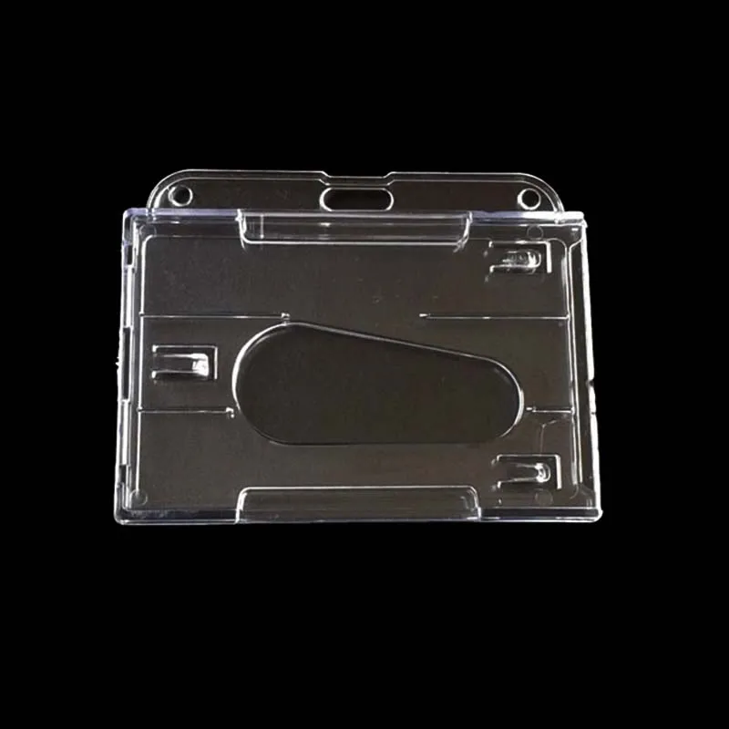 Dual-Double-Clear-Hard-Plastic-ID-Badge-Two-Slot-Credit-Card-Holder-for ...
