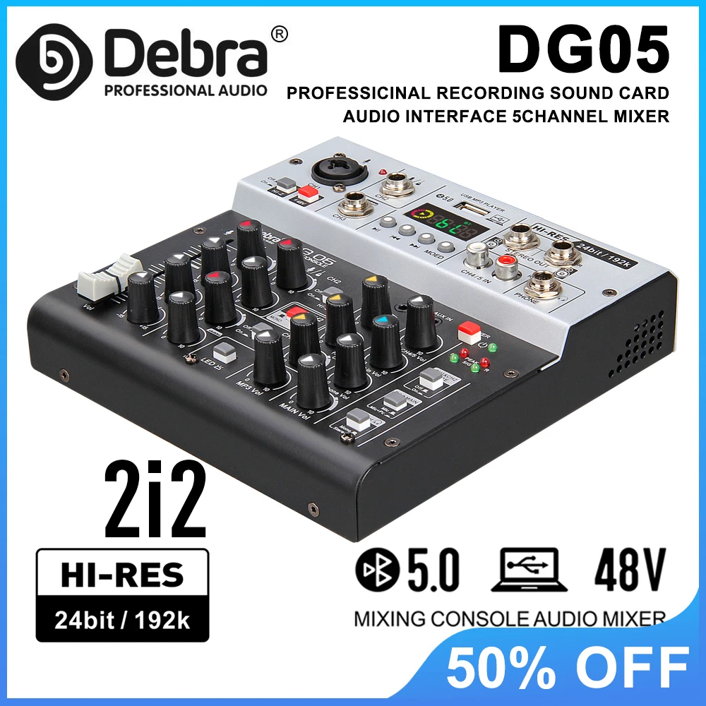 DG05 24bit 192k Audio Interface Sound Card Mixer, DJ Console, Studio ...