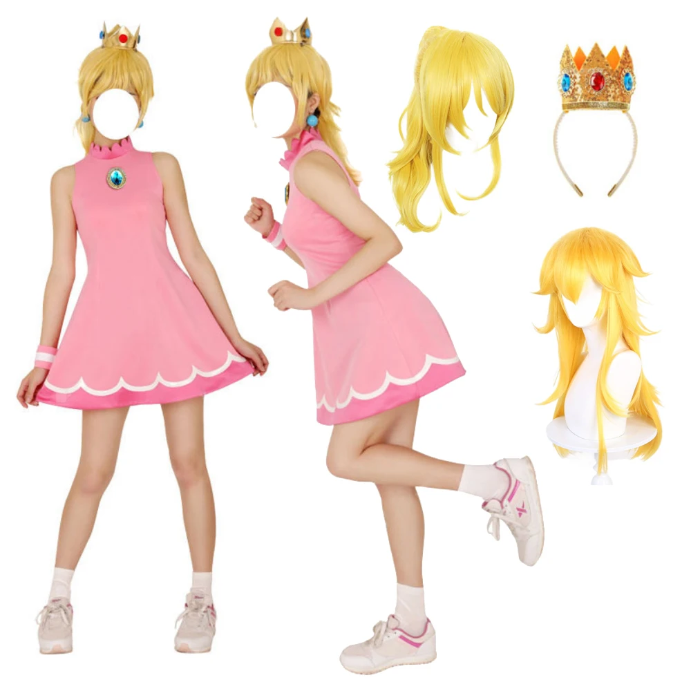Game Princess Cosplay Costume Pink Dresses Peach Uniform Suits for ...