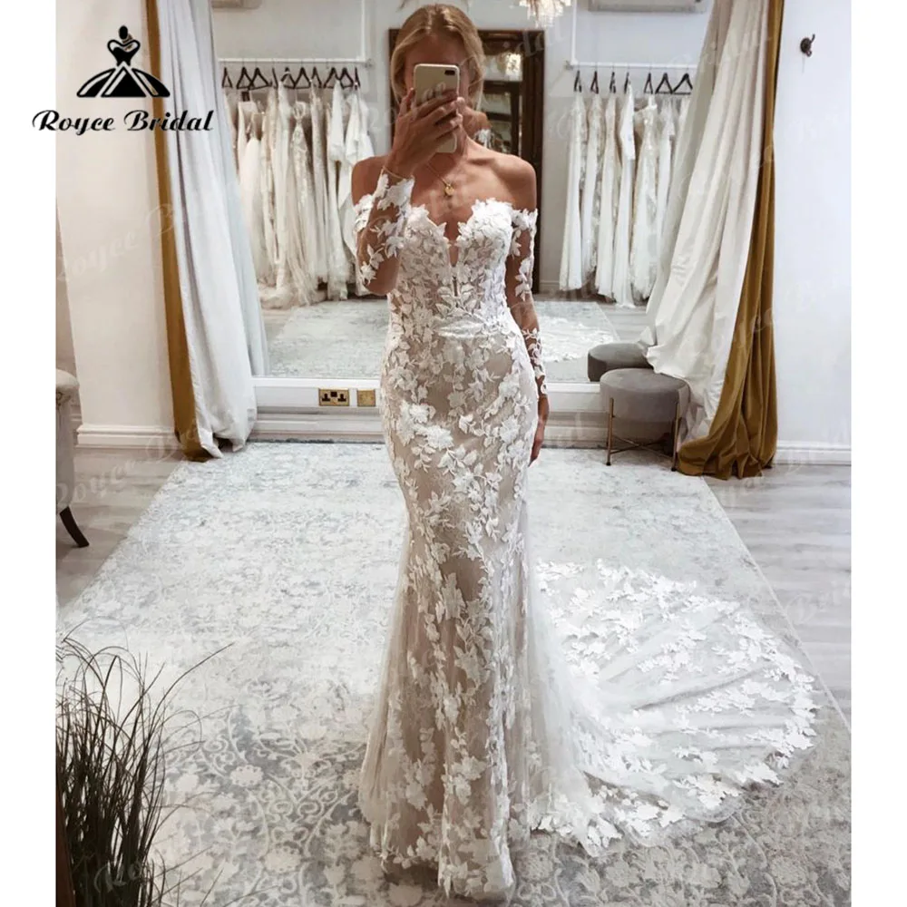Off The Shoulder Lace Mermaid Wedding Dresses