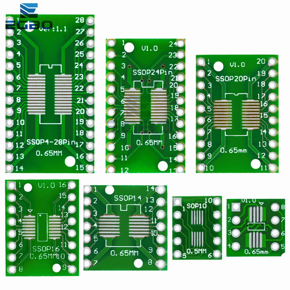 10PCS PCB Board Kit SMD Turn To DIP Adapter Converter Plate SOP MSOP ...