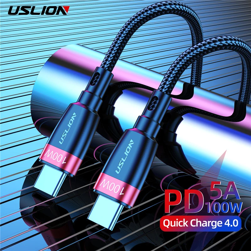 USLION 5A 100W USB Type C to USB C Cable PD Fast Charge Data Cable for ...