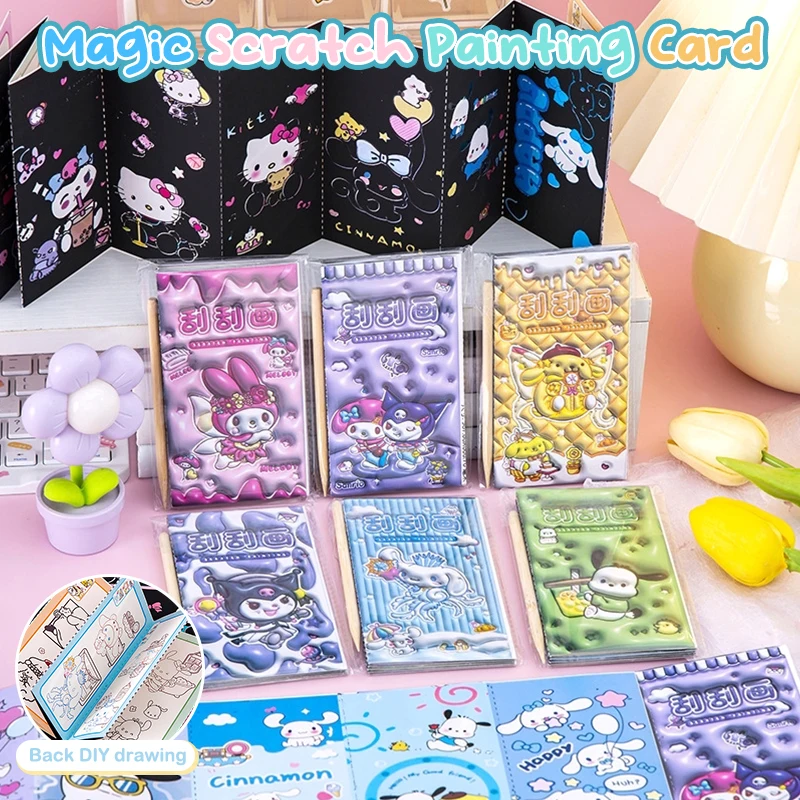 Cartoon-Sanrio-Magic-Scratch-Painting-Card-Creative-Diy-Drawing ...
