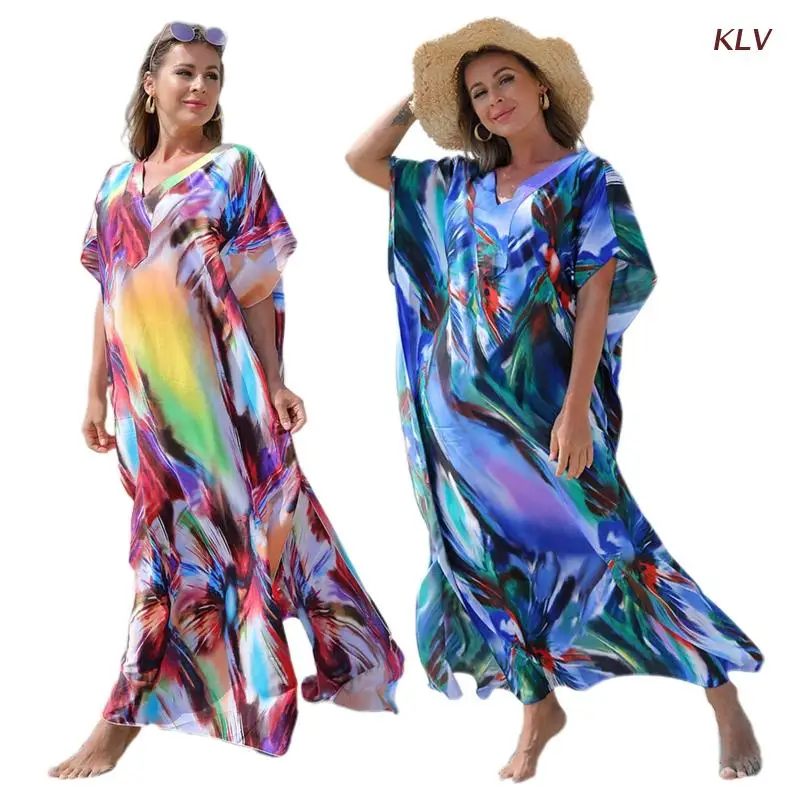 Vestido-largo-de-playa-con-manga-murci-lago-para-mujer-caft-n-turco-con ...