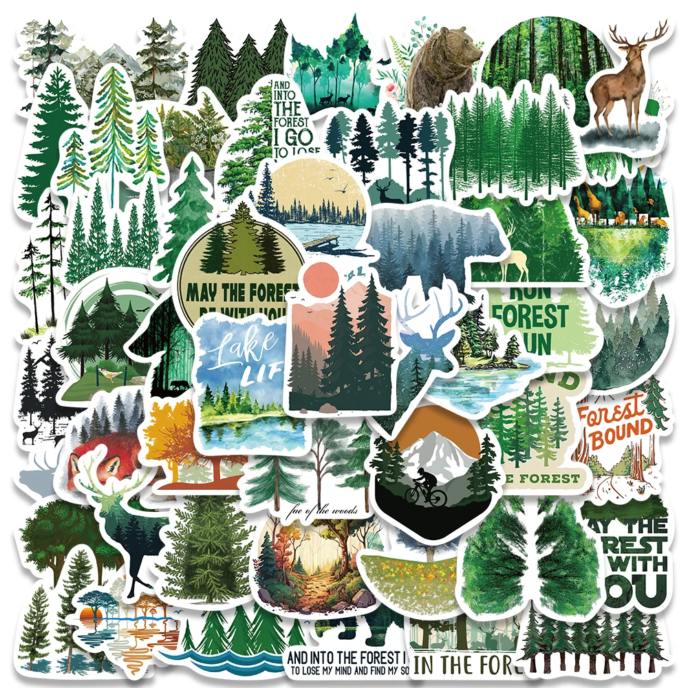 50pcs-Forest-Hiking-Camping-Stickers-Outdoor-Travel-Landscape-Scenery ...