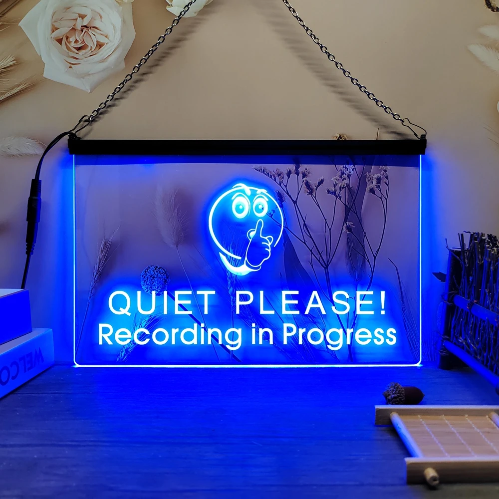 Recording-in-Progress-Quiet-Please-LED-Neon-Sign-3D-Carving-Wall-Art ...