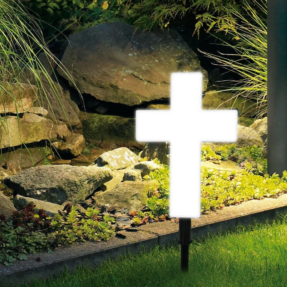 Solar Powered Cross Cemetery | Cross Solar Light Garden Stake | Outdoor ...